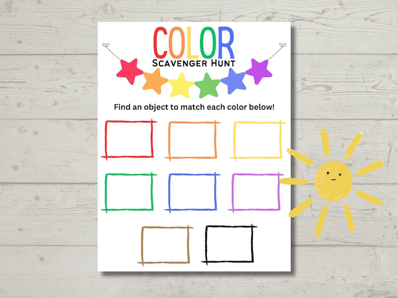 Easy Kids Activity Scavenger Hunt for Colors Preschool or Kindergarten ...