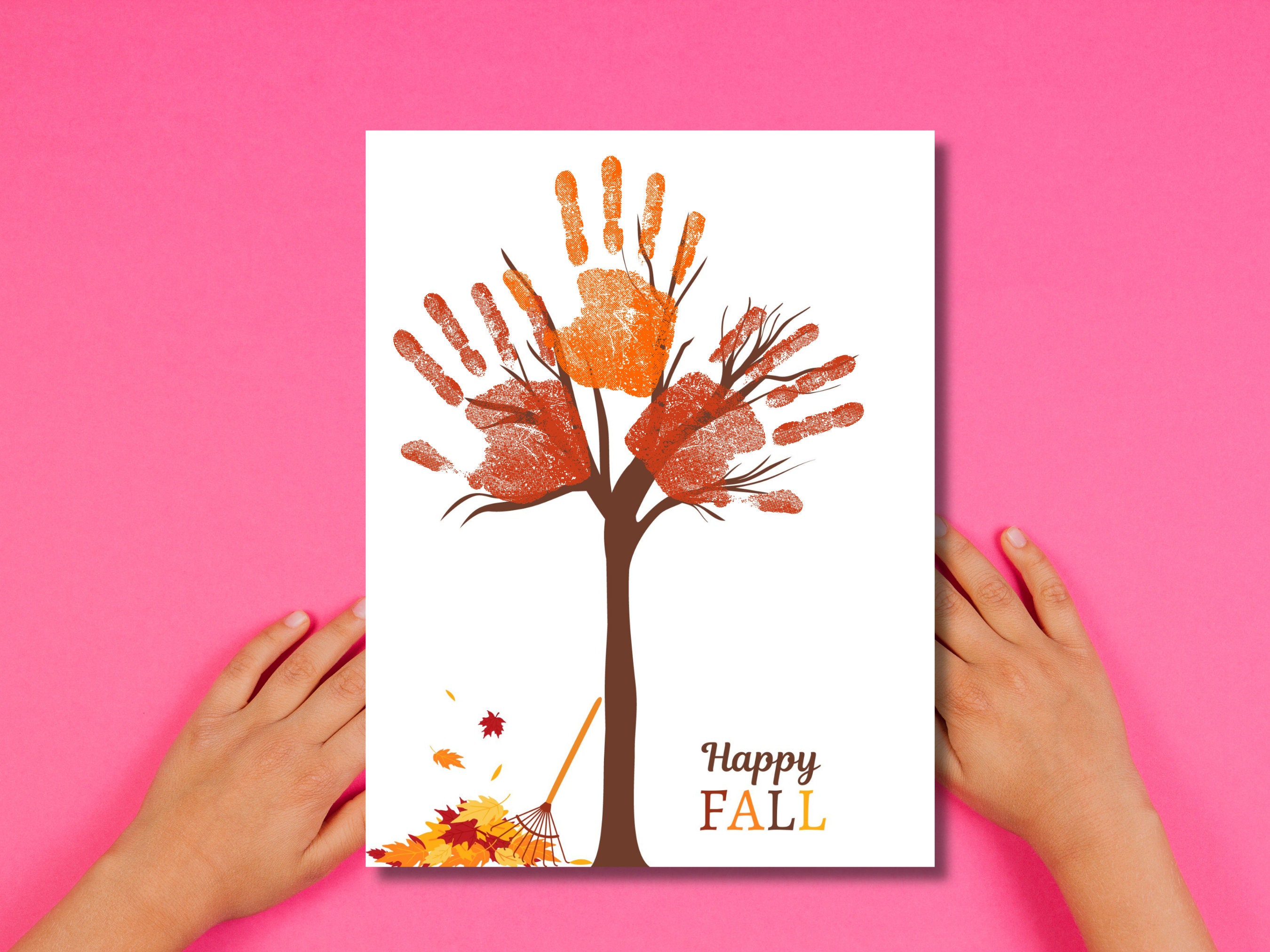 Kids Fall Tree Leaves Handprint Craft Printable, Daycare or Preschool ...