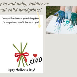 Mother's Day Kids Handprint Craft Printable Flower Bouquet Gift for Mom ...