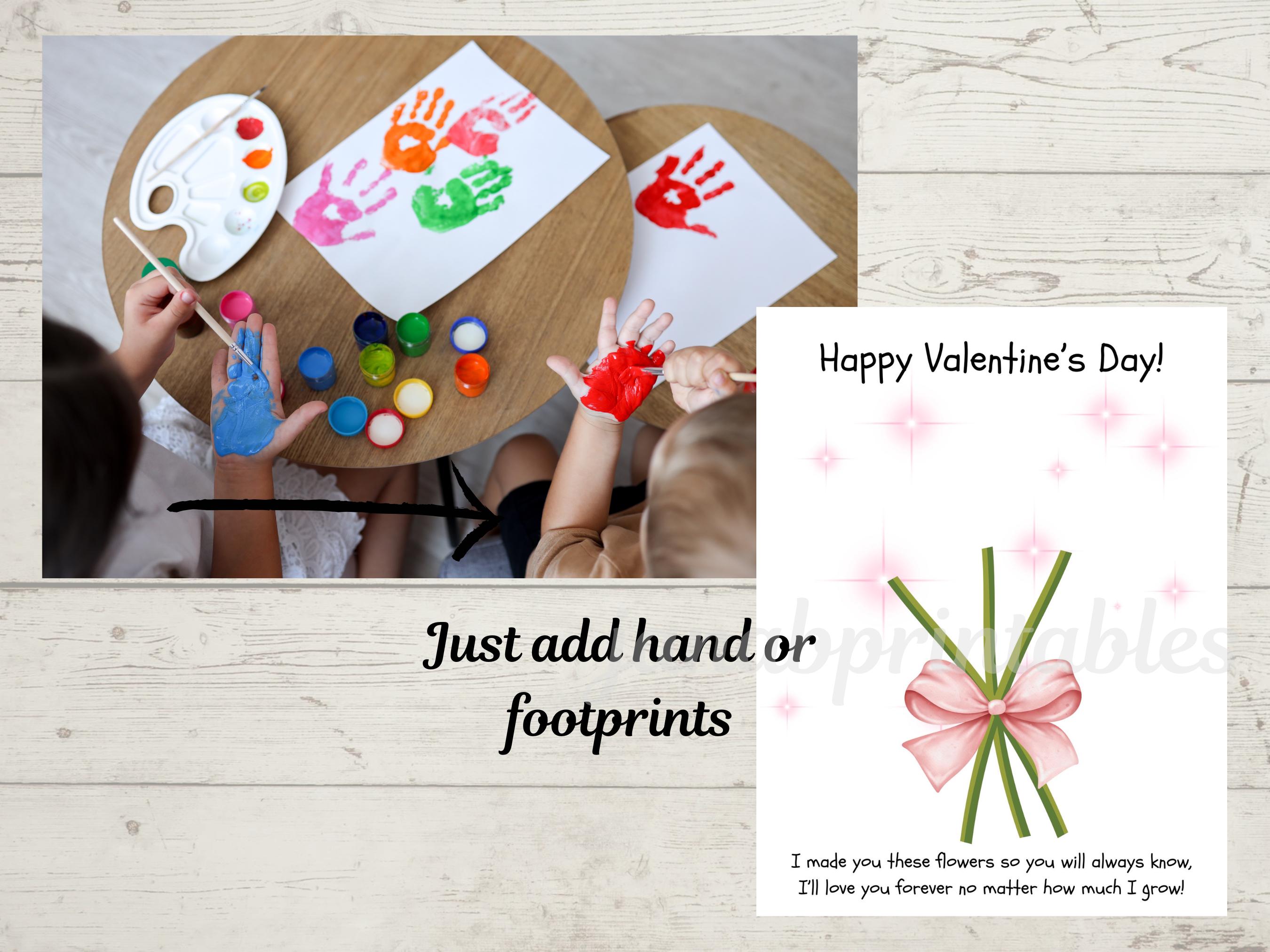 Valentine's Day Handprint Bouquet Craft Printable | Parent Gift | Baby ...