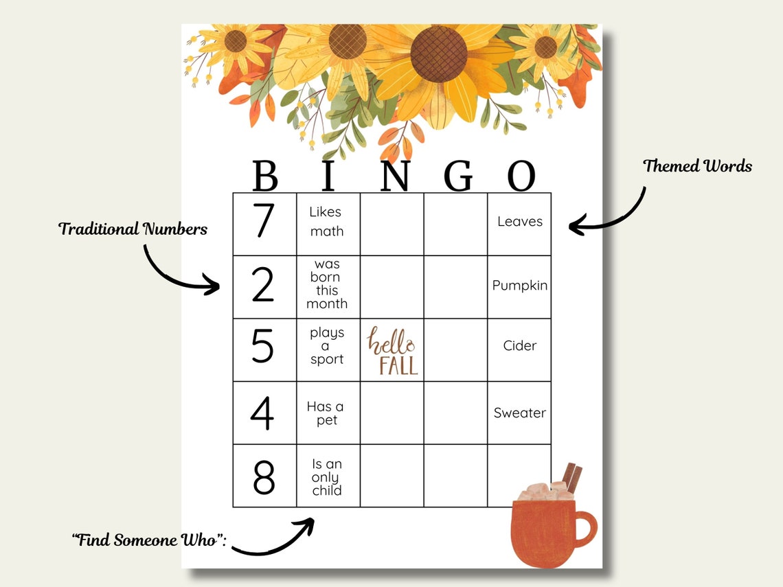 Fall Harvest Blank Bingo Printable: Classroom Activity (PDF) - Etsy