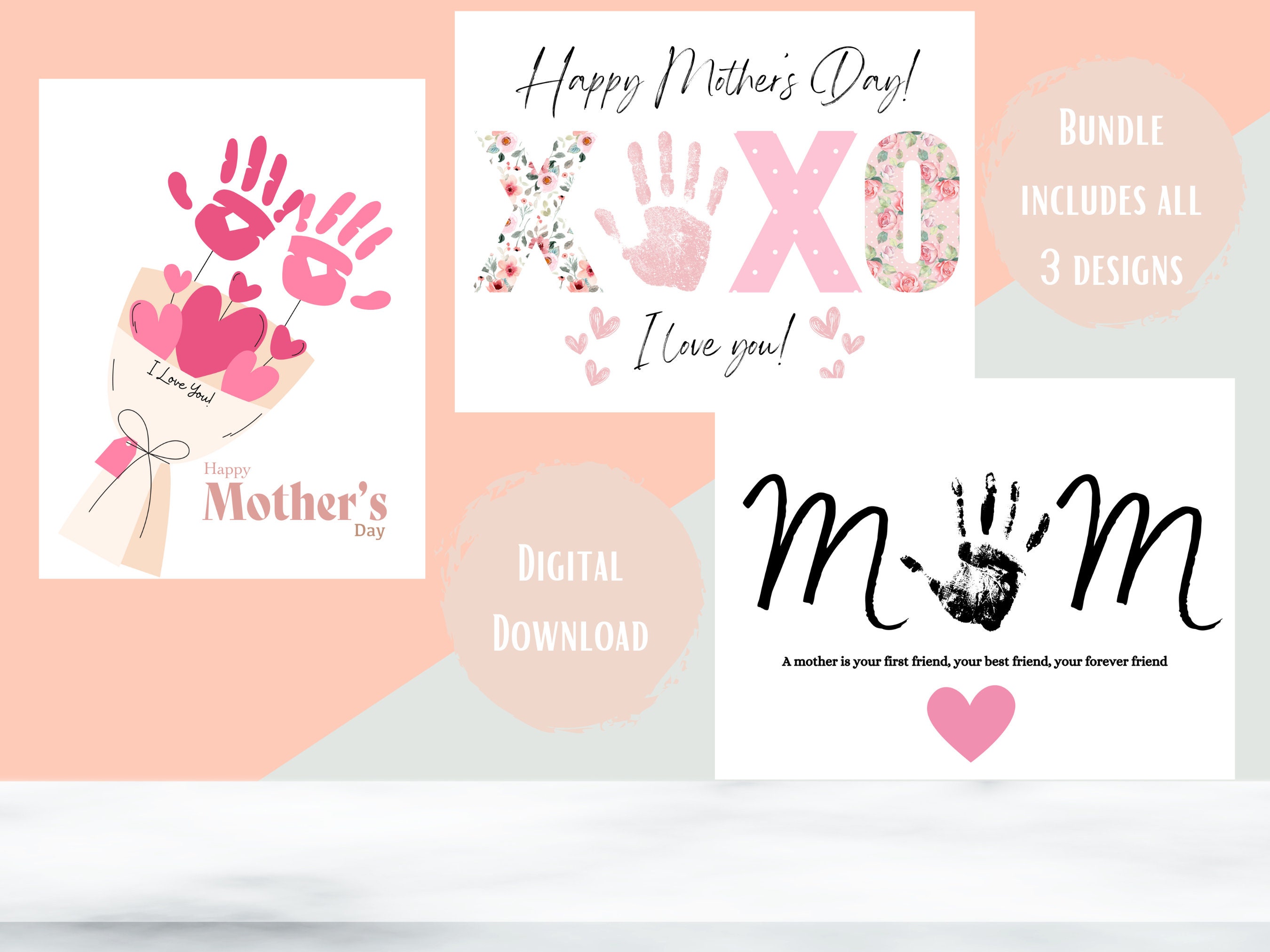 Mother's Day Handprint Kids Craft Bundle Printable Gift for Mom ...