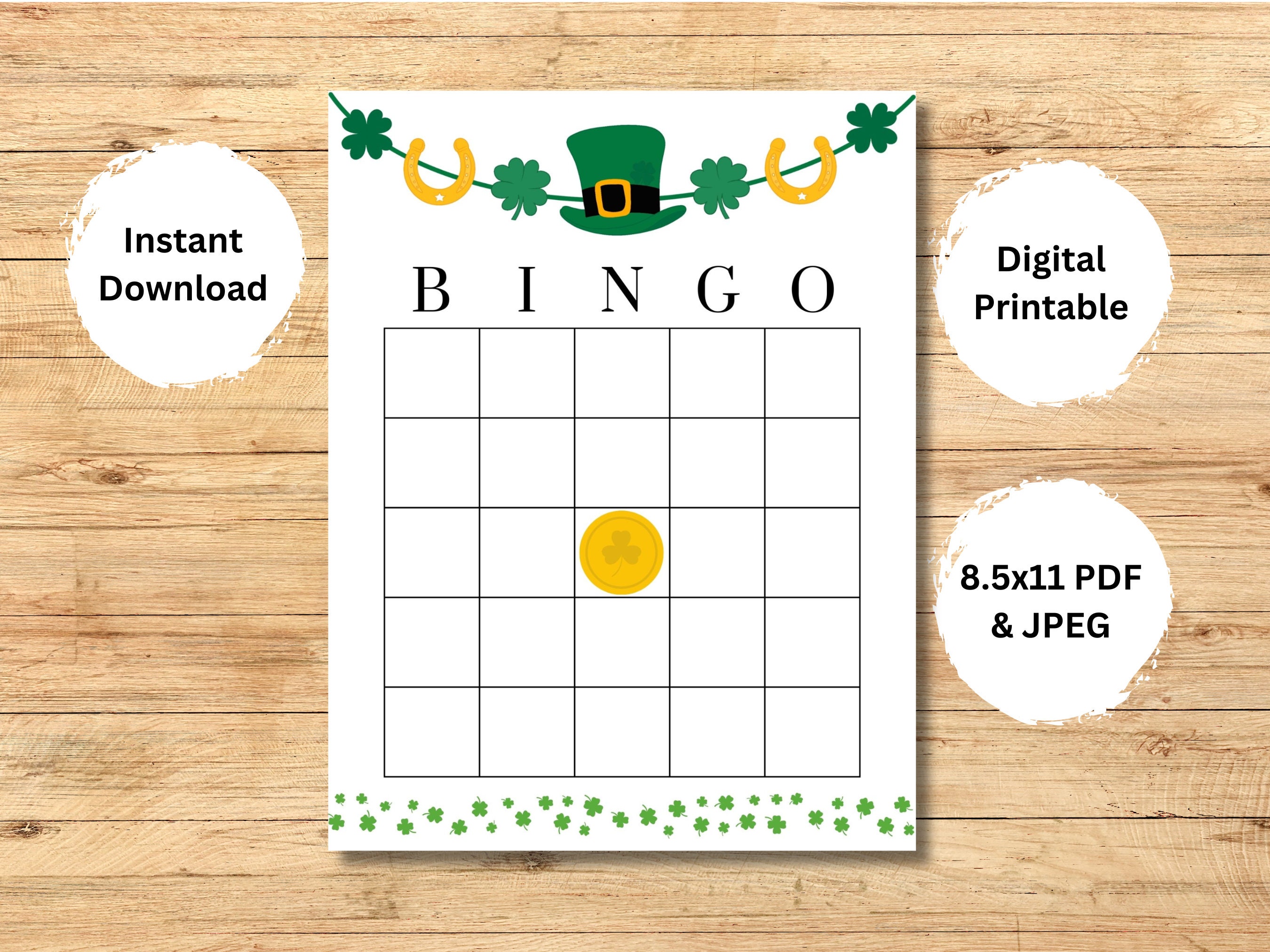 St Patricks Day Bingo Sheet Blank, School Party Game, Group Family ...