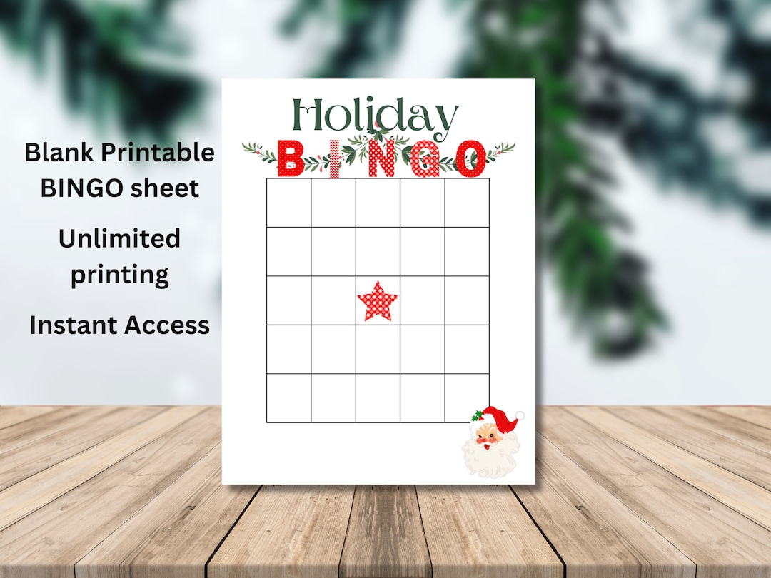 Blank Christmas Bingo Sheet: Printable Holiday Group Party Office Game ...