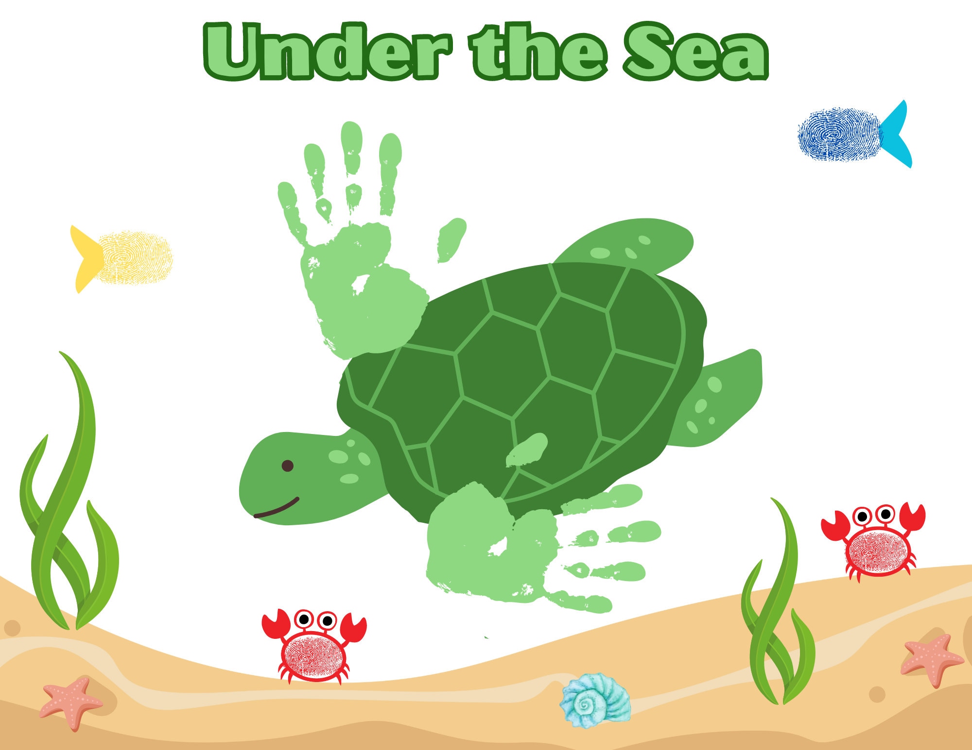 Kids Craft Under the Sea Fingerprint Activity Printable for Preschool ...
