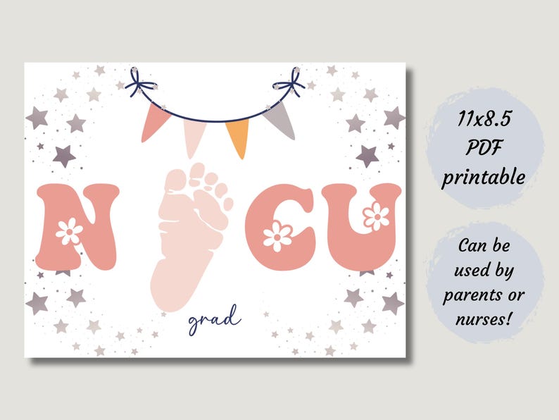 Preemie NICU Grad Baby Handprint Craft Sign for NICU Parents Mom and ...