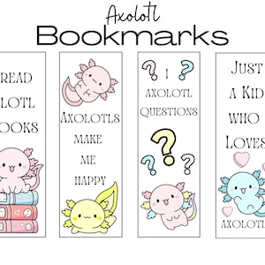 Printable Axolotl Bookmark for Kids Gift for Student or Kid Axolotl ...