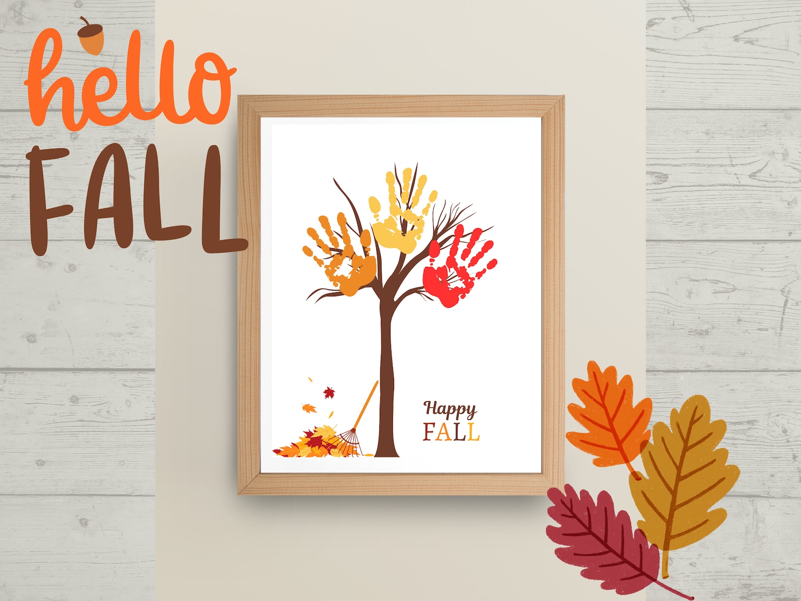Kids Fall Tree Leaves Handprint Craft Printable, Daycare or Preschool ...