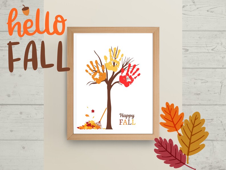 Kids Fall Tree Leaves Handprint Craft Printable, Daycare or Preschool ...