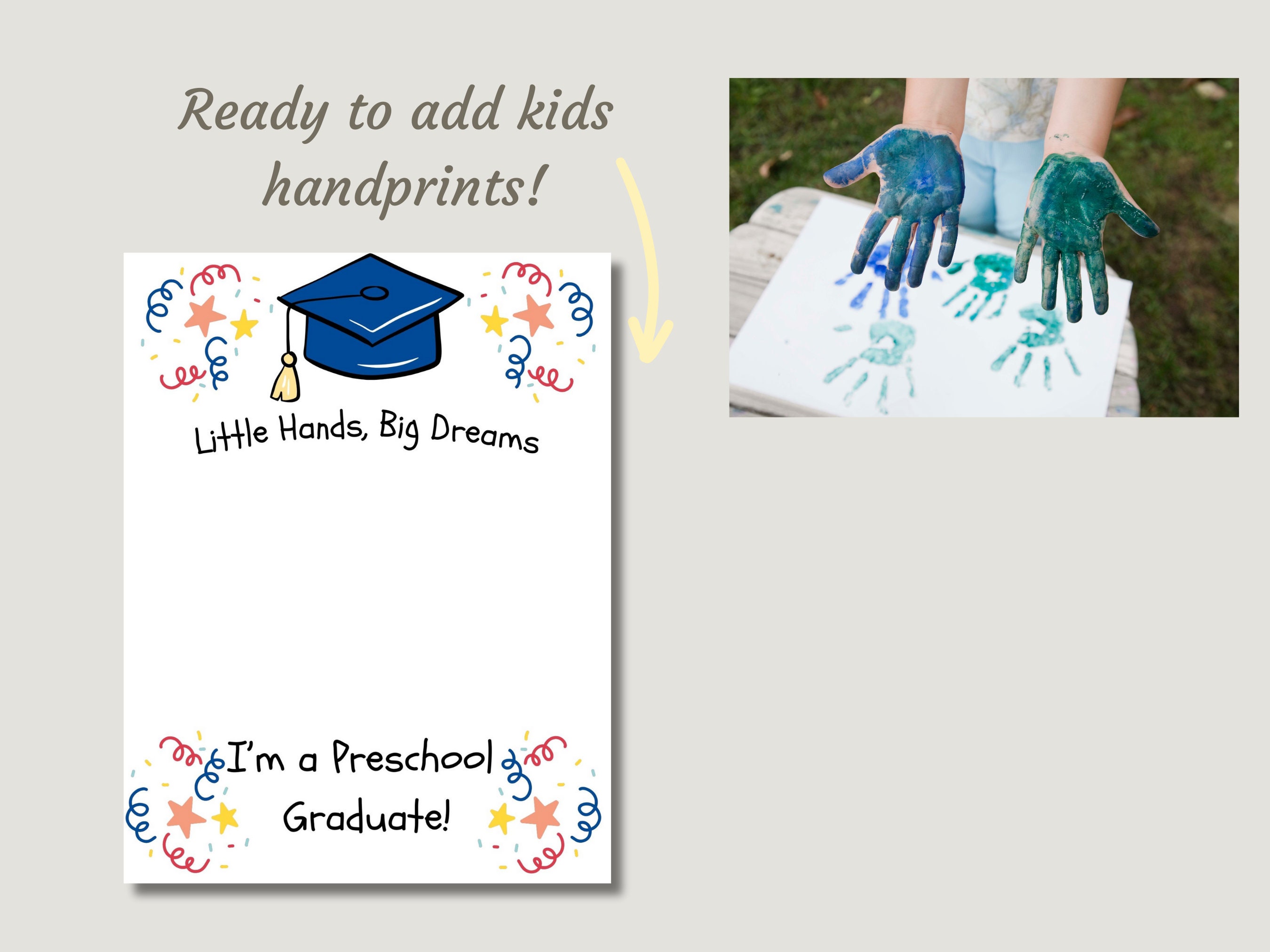 Preschool Graduation Handprint Craft for Class or Daycare, DIY School ...