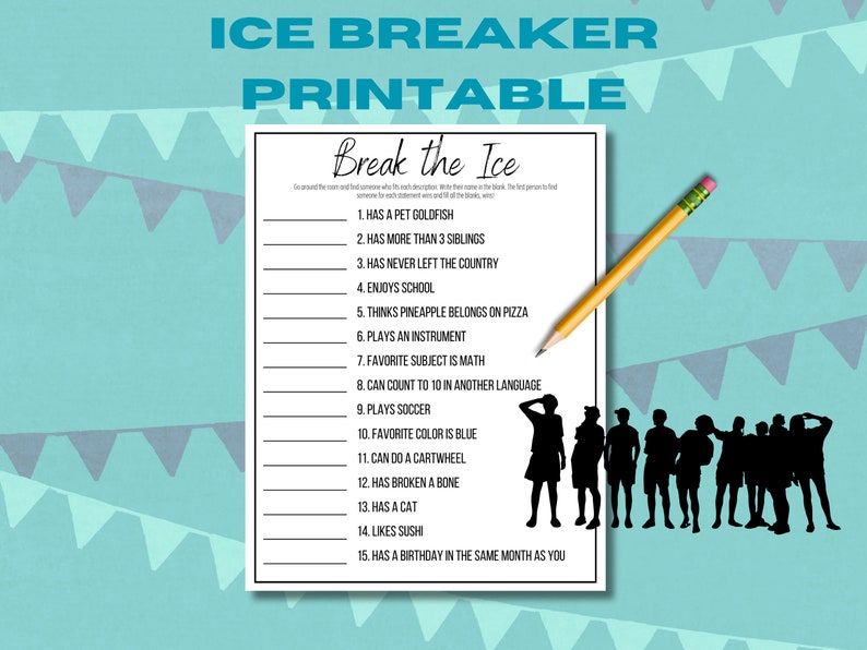 Ice Breaker Group Game Printable Youth Group Activity Classroom Mixer ...