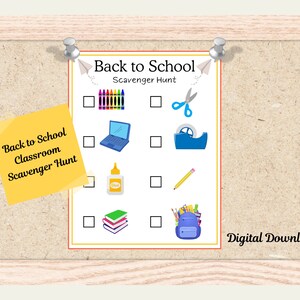 Back to School Scavenger Hunt Printable for Kids - Classroom Game Back ...