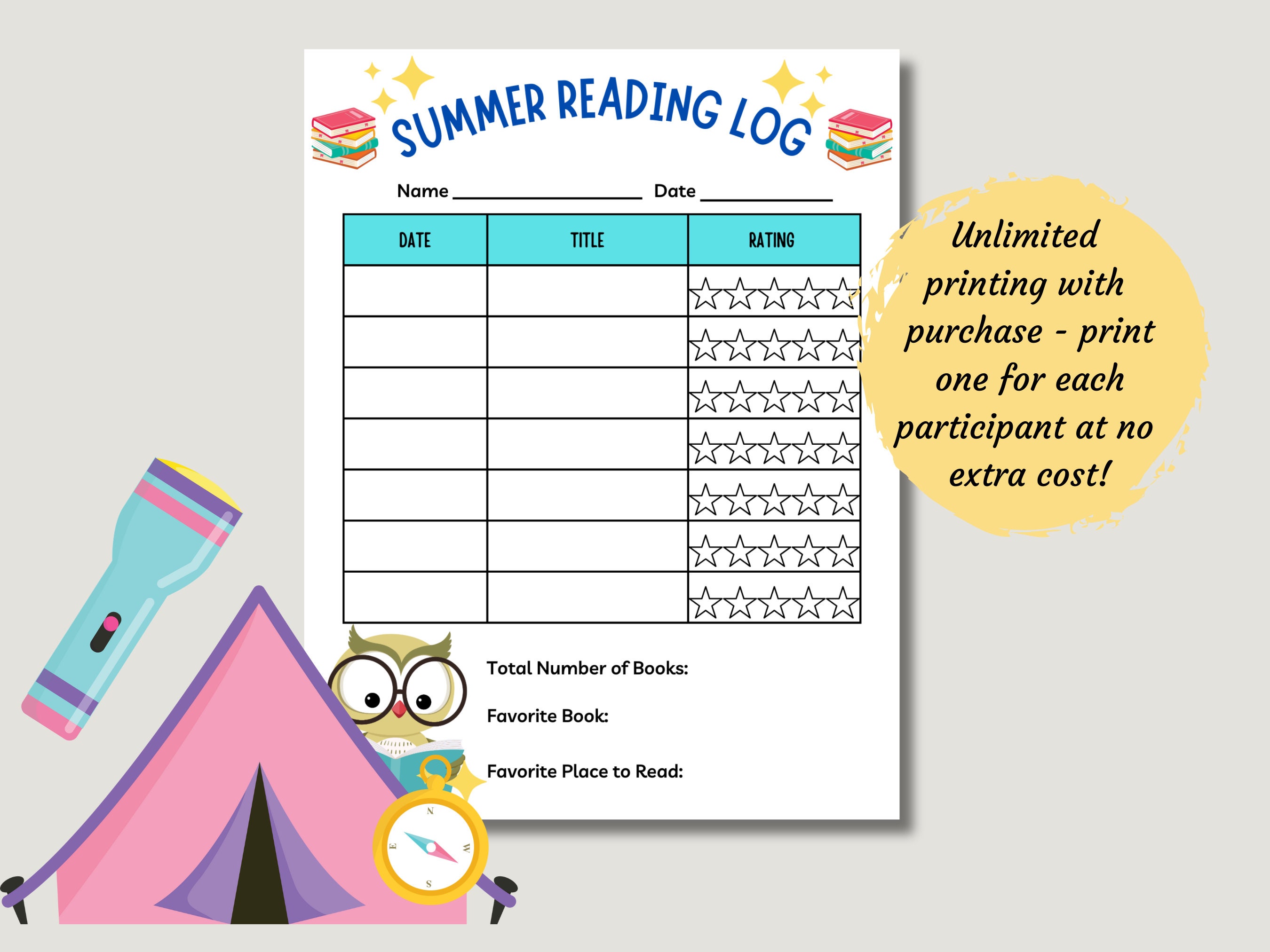 Summer Reading Log Tracker Printable for Kids and Adults, Summer Book ...