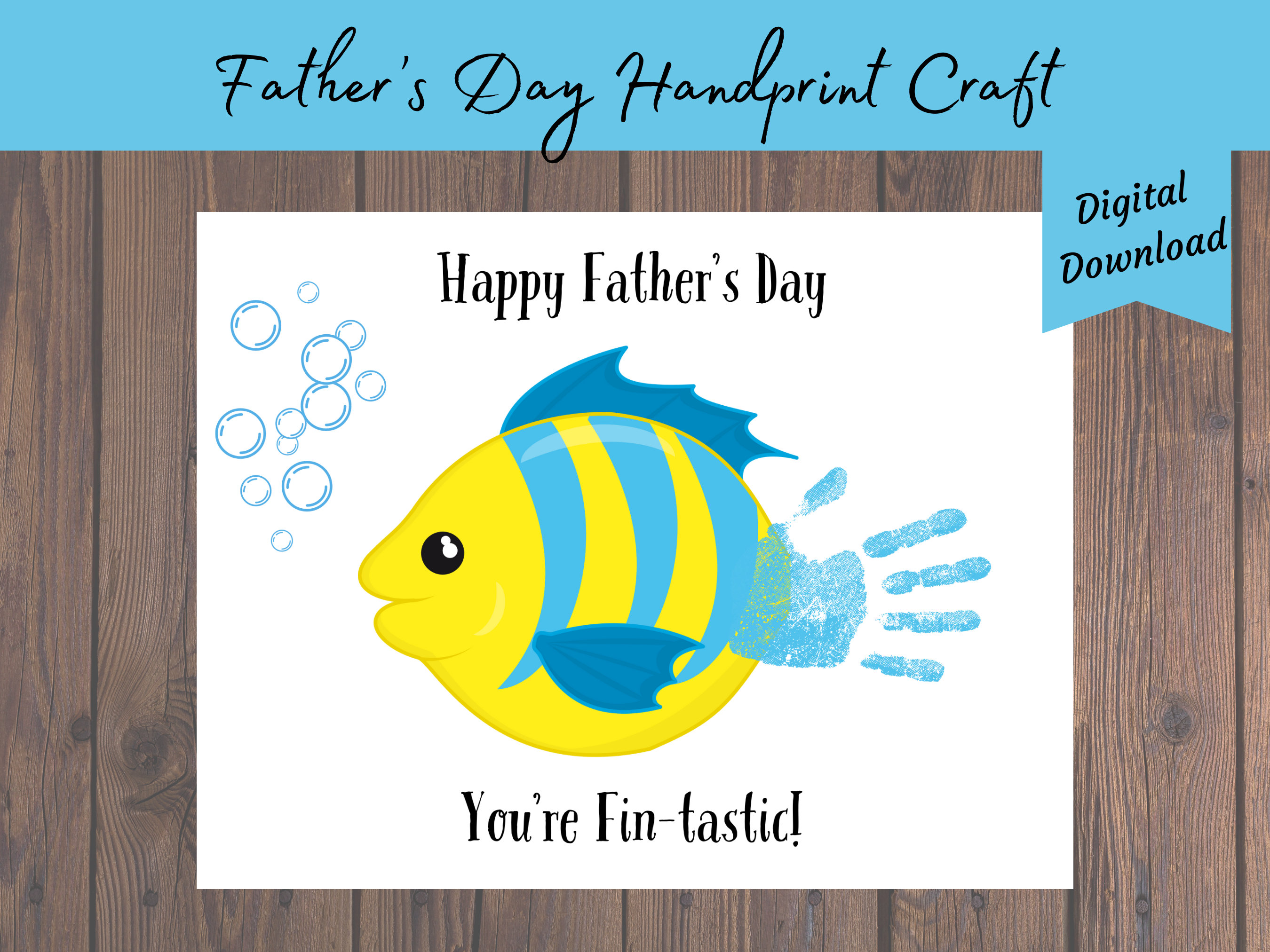 Kids Father's Day Handprint Craft Activity Printable, Cute Simple Craft ...
