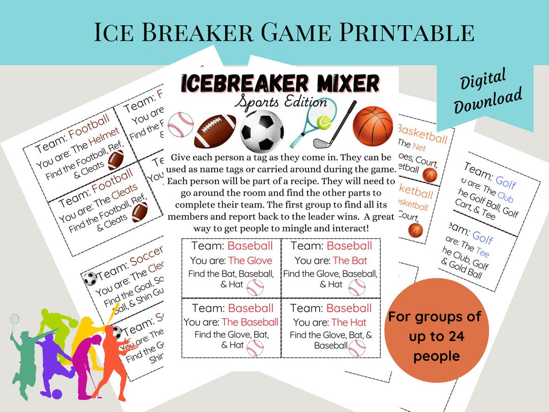 Ice Breaker Group Game Printable Youth Group Classroom Mixer for Teens ...