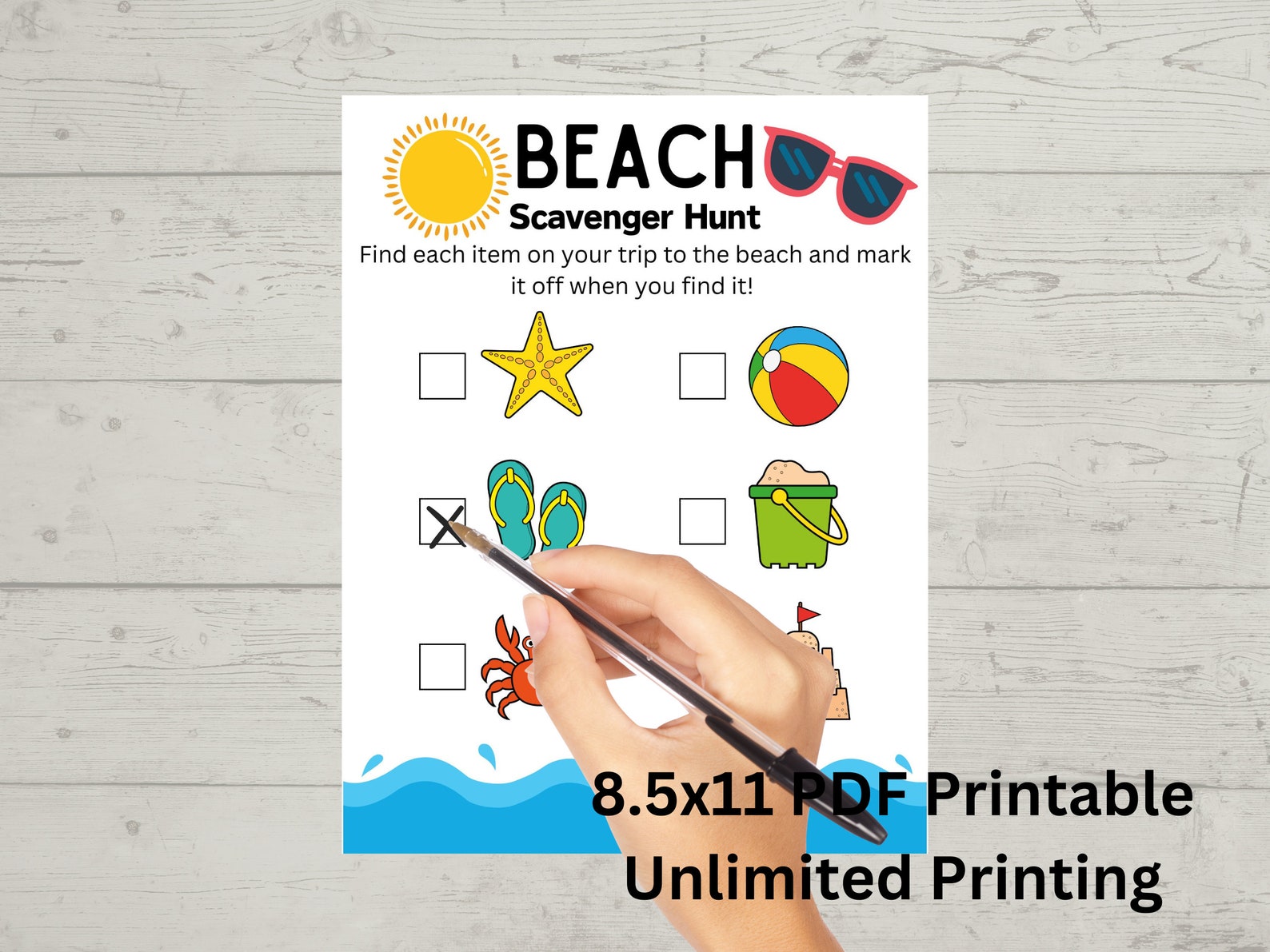 Beach Scavenger Hunt Printable Game for Kids Summer Beach Day Activity ...