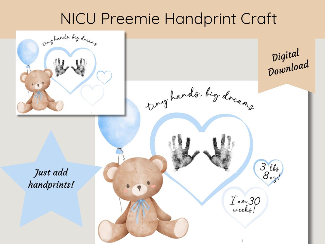 Preemie Baby Handprint Craft: NICU Photo Prop (digital Download) - Etsy UK