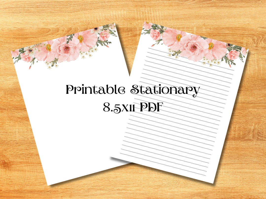 Printable Stationary Writing Letter or Note Paper | Pink Floral Journal ...