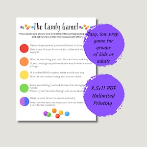 Candy Ice Breaker Game: Group Activity, Get to Know You (digital ...