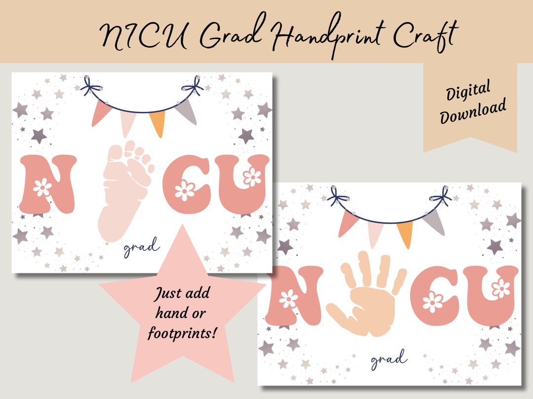 Preemie NICU Grad Baby Handprint Craft Sign for NICU Parents Mom and ...