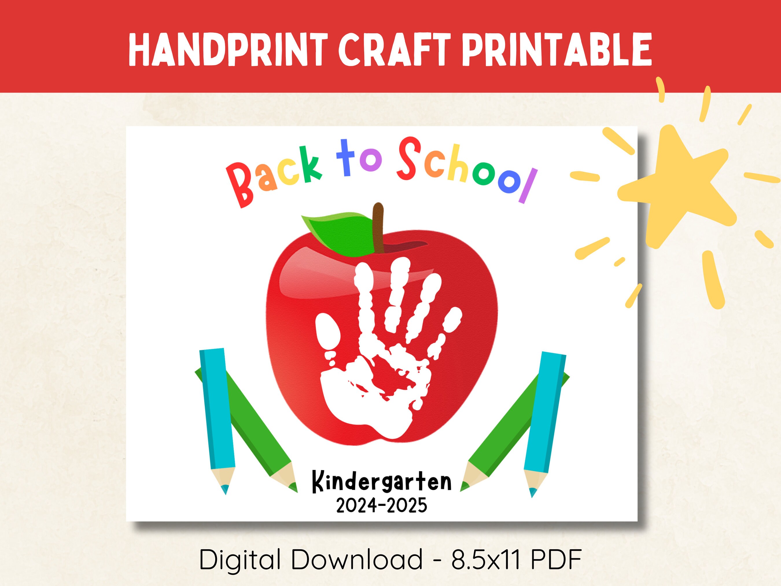 Back to School Handprint Craft for Kindergarten Kids Fun Back to School ...
