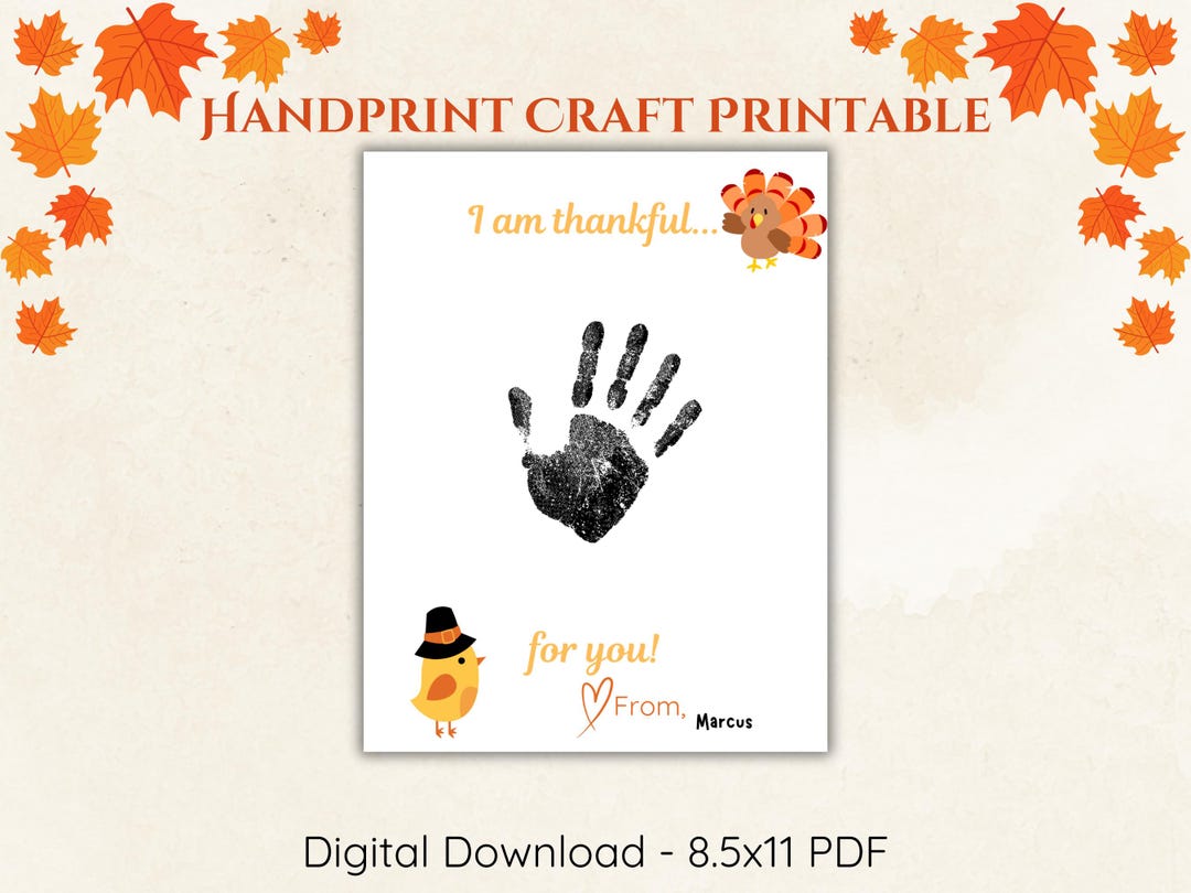 Thankful Handprint Craft Printable for Kids, Daycare or Preschool Art ...
