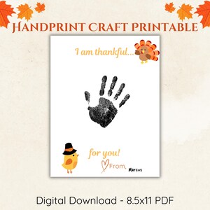 Thankful Handprint Craft Printable for Kids, Daycare or Preschool Art ...