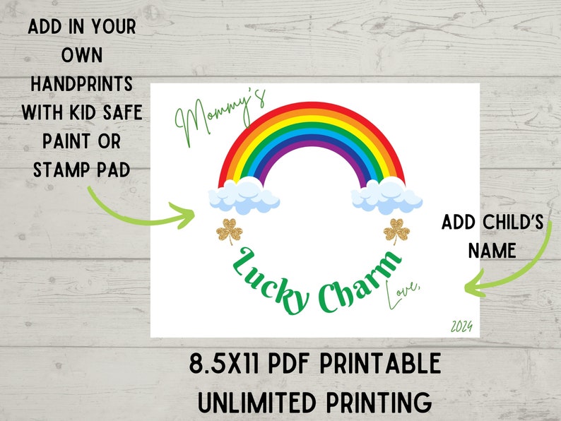 St Patrick's Day Handprint Craft Printable Parent Gift Keepsake Mommys ...