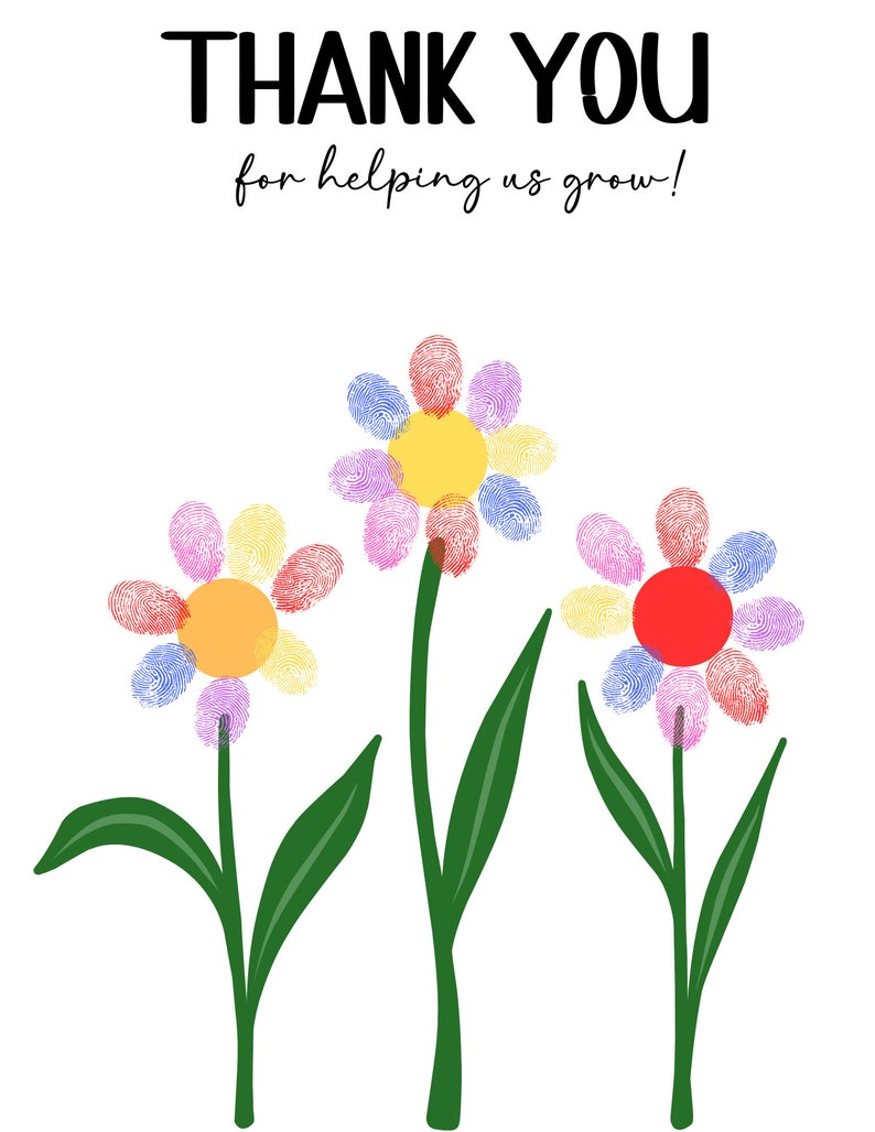 Teacher Thank You Card Appreciation Sign From Class, Add Fingerprints ...