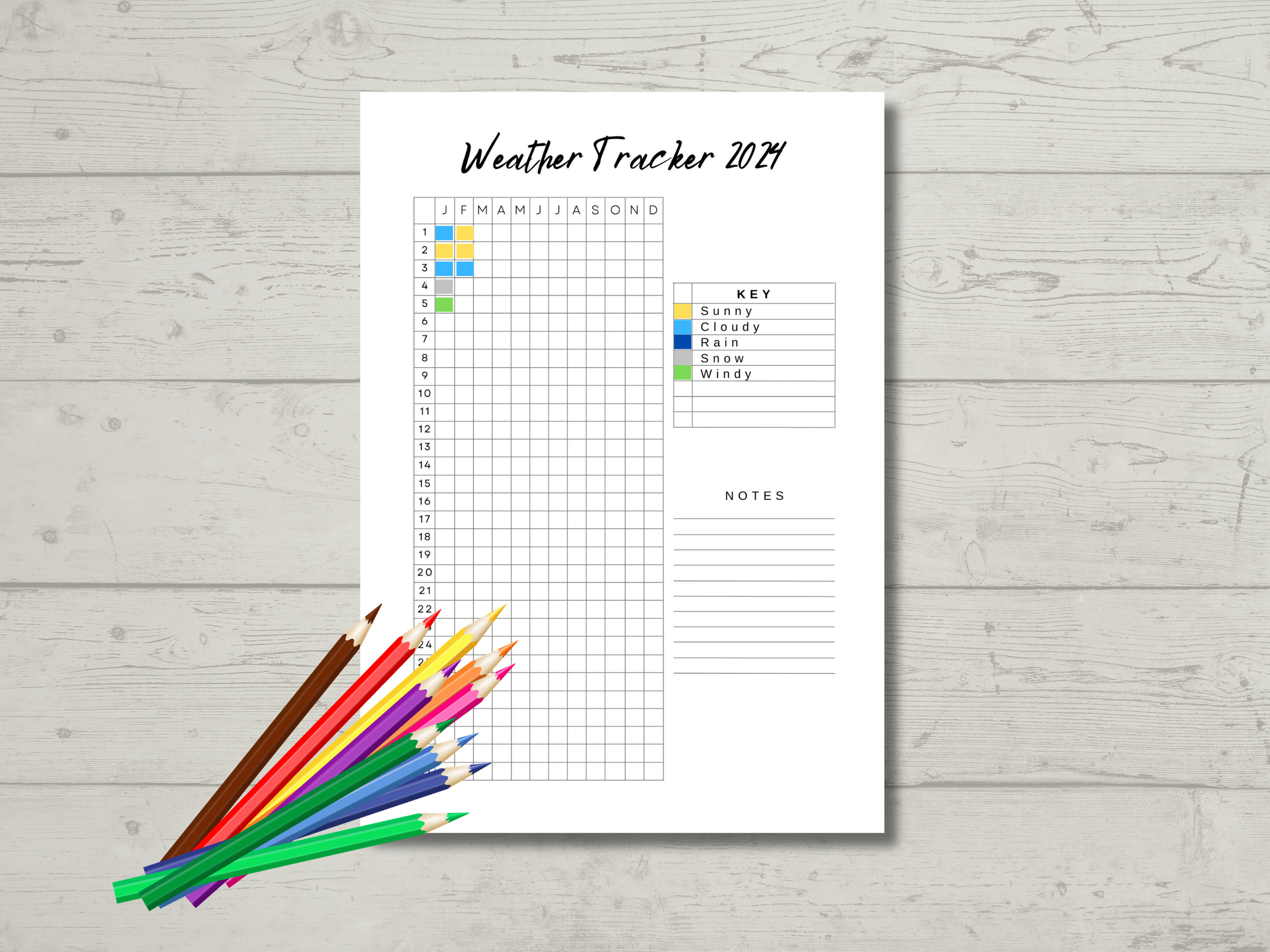 Weather Tracker Chart Printable Graph Great for Kids or Adults Weather ...