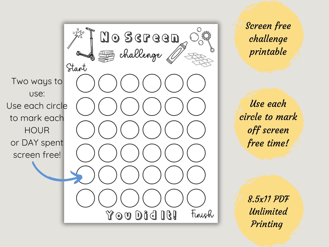 Kids Screen Free Challenge Printable: Summer Fun Tracker (digital ...