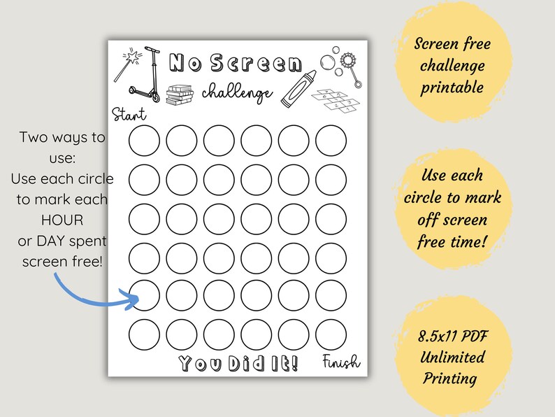 Kids Screen Free Challenge Printable: Summer Fun Tracker (digital ...