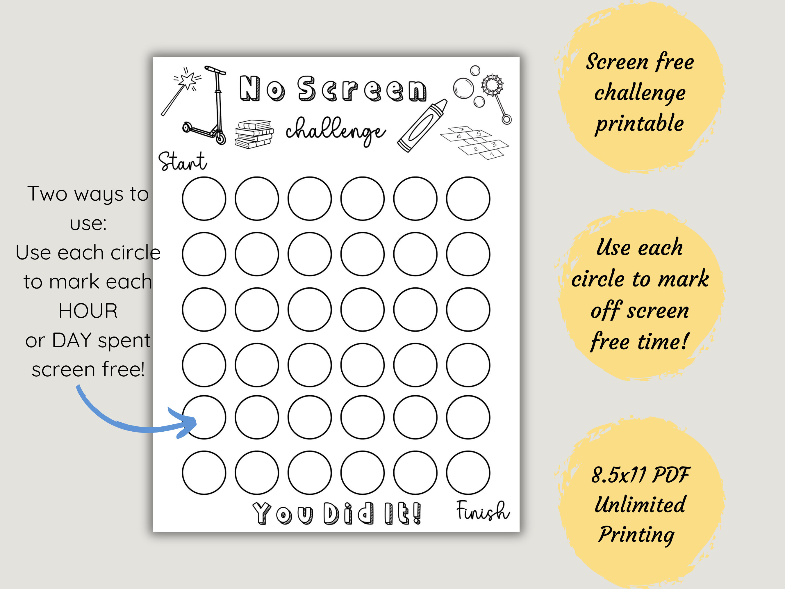 Kids Screen Free Challenge Printable Tracker - Summer Break No ...