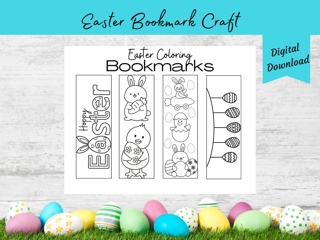 Kids Easter Bookmark Coloring Printable - Craft Activity for School or ...