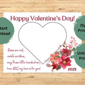 Valentine's Day Handprint Craft Printable Parent Grandparent Gift Baby ...