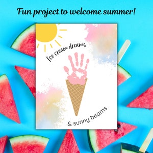 Kids Summer Ice Cream Handprint Craft Printable - End of School Year ...