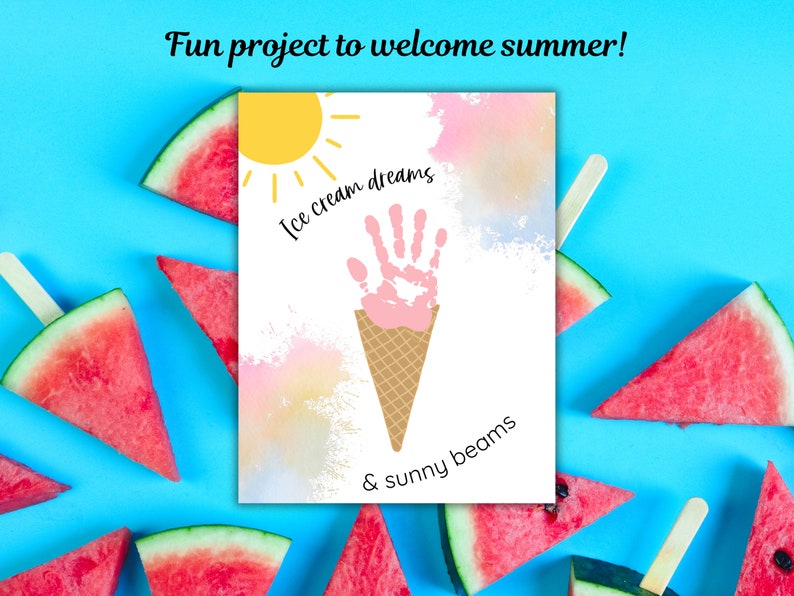 Kids Summer Ice Cream Handprint Craft Printable End of School Year Art ...