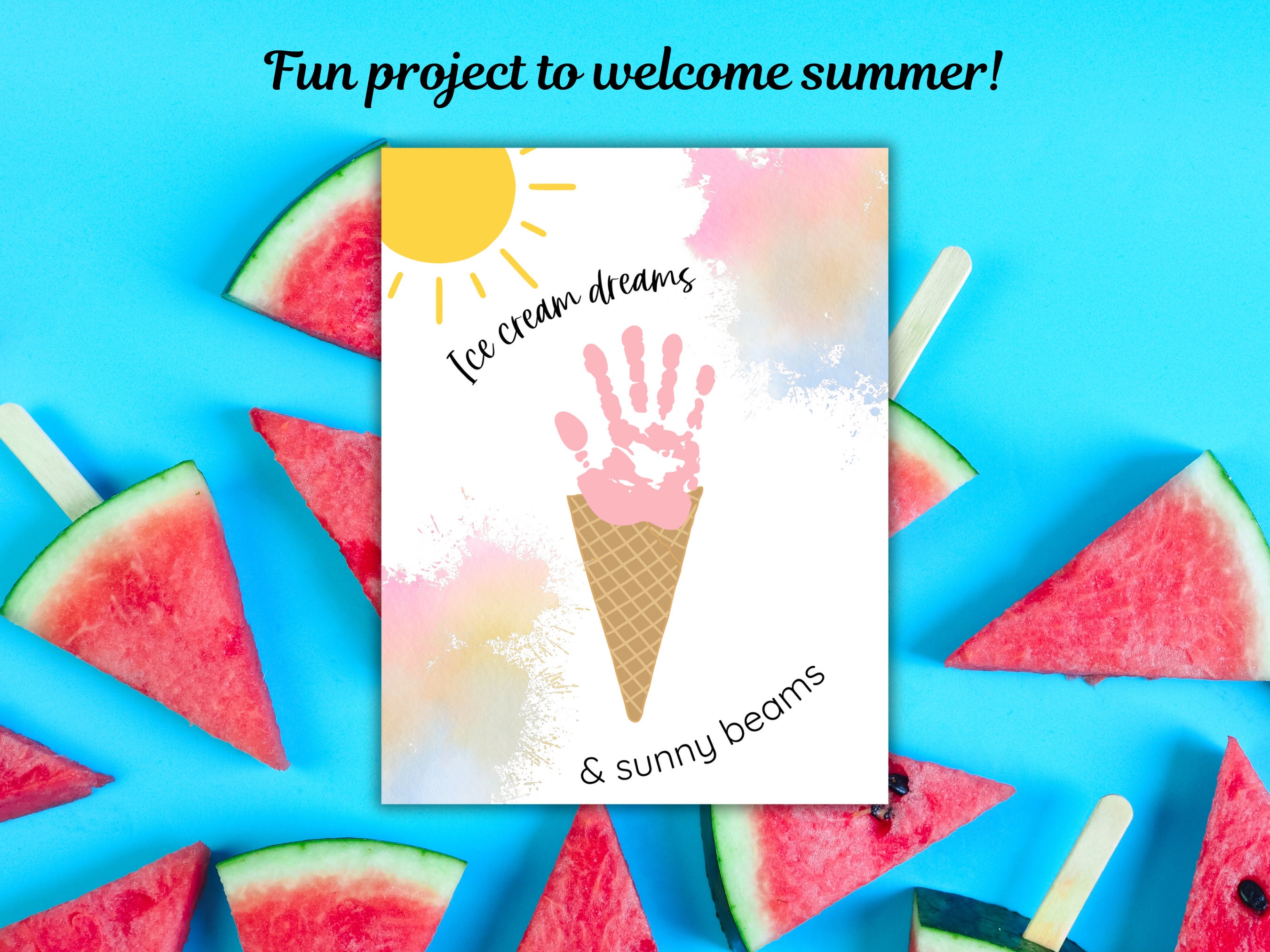 Kids Summer Ice Cream Handprint Craft Printable - End of School Year ...