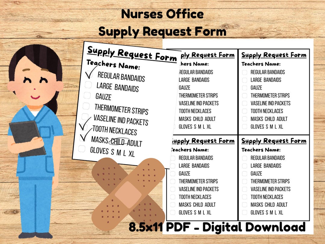 School Nurses Office Printable First Aid Supply Request Form (digital ...