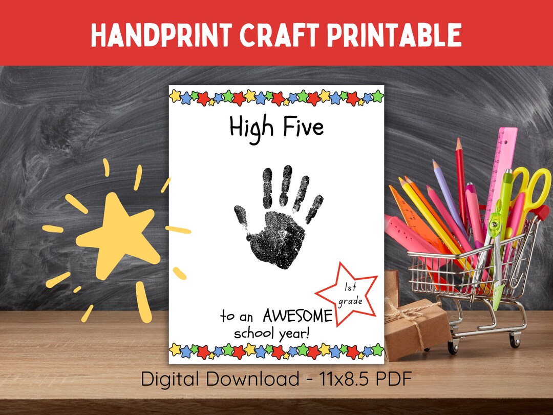 Back to School High Five Handprint Craft Printable for Kids - Fun First ...