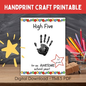 Back to School High Five Handprint Craft Printable for Kids - Fun First ...