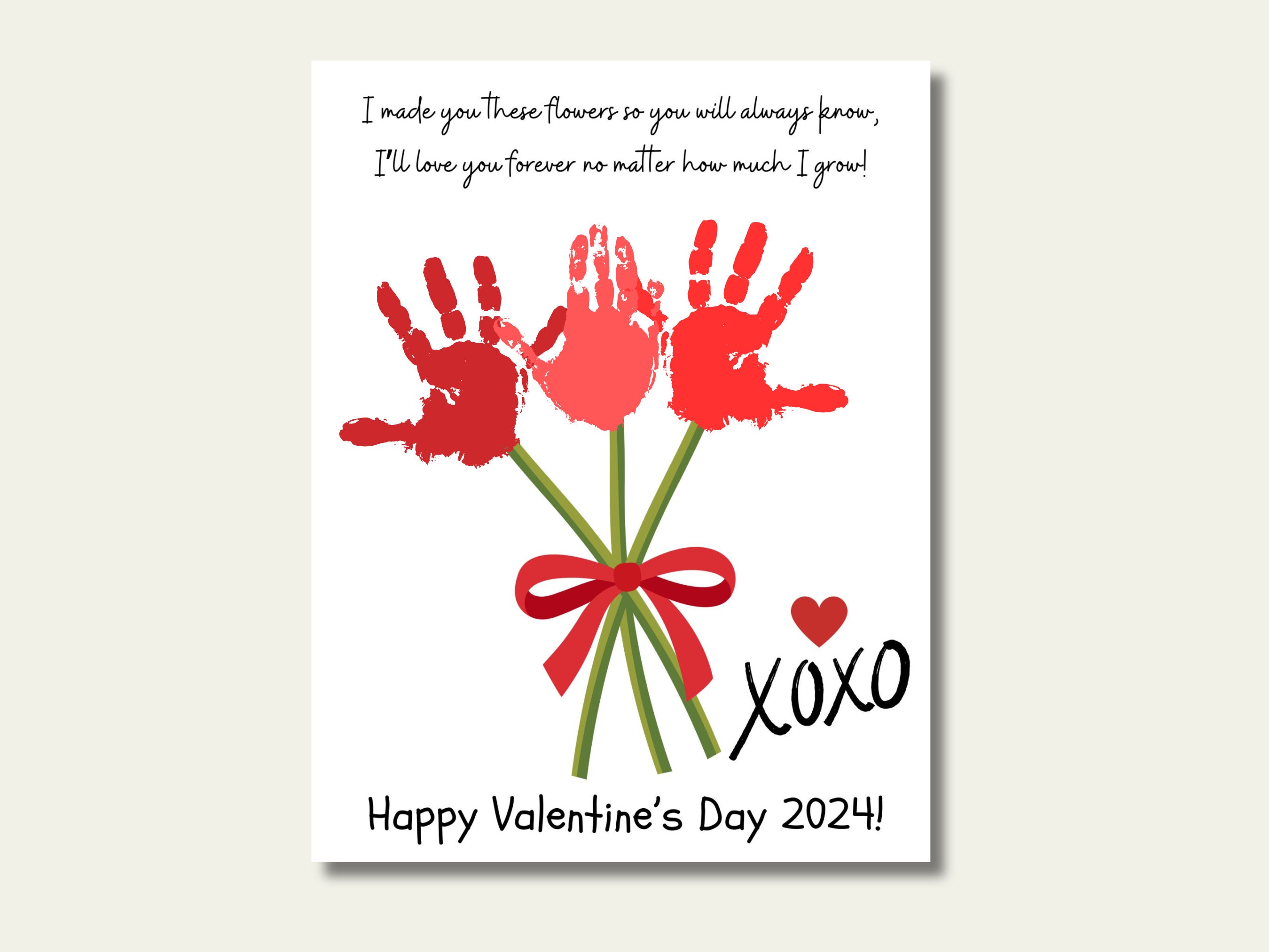 Kids Valentine's Day Handprint Craft Printable Bouquet Parent Gift ...
