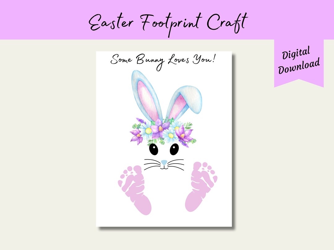 Kids Easter Bunny Craft Footprint or Handprint Printable Activity PDF ...
