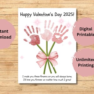 Valentine's Day Handprint Bouquet Craft Printable | Parent Gift | Baby ...