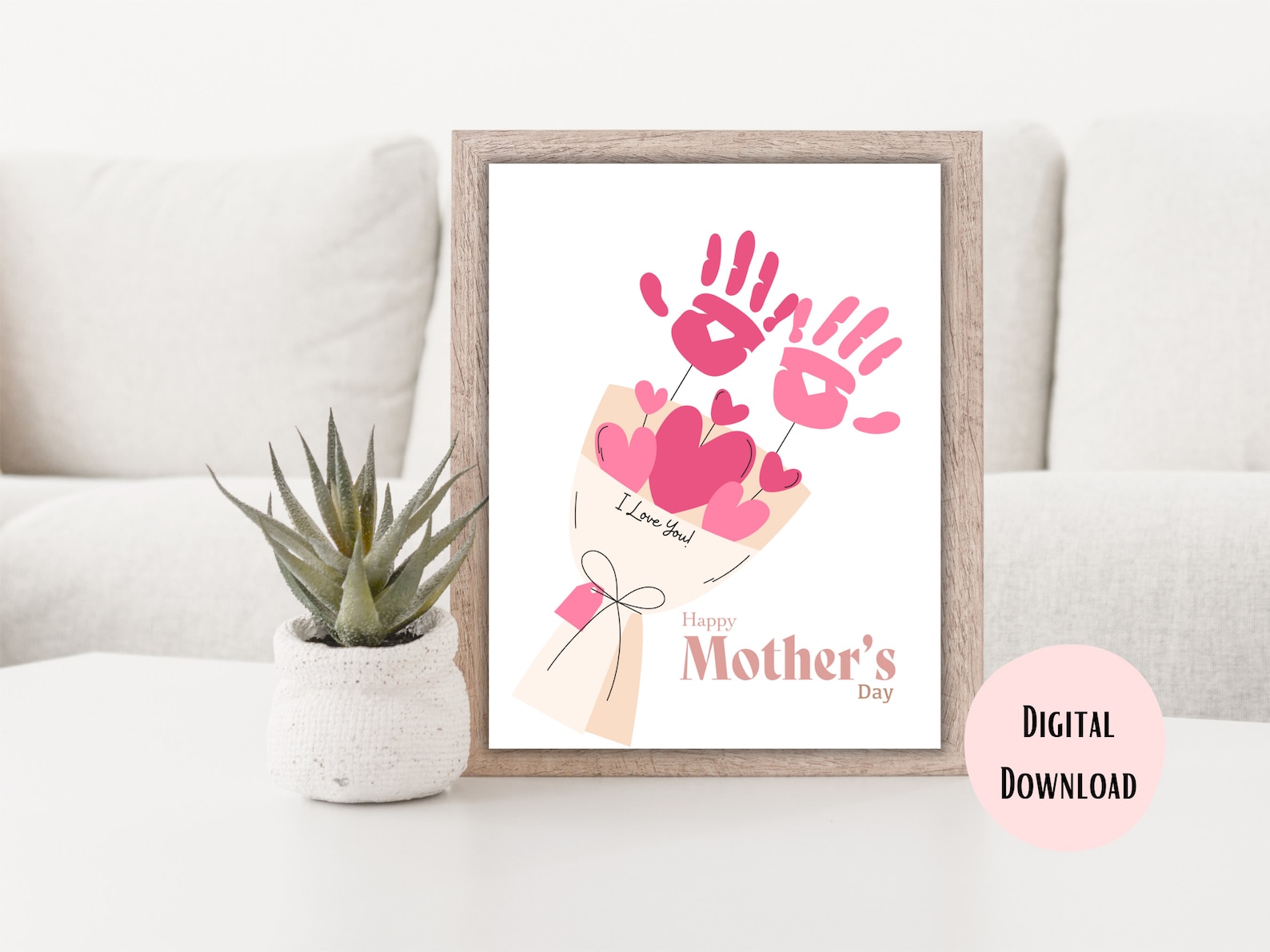 Mother's Day Handprint Kids Craft Flower Bouquet Printable Gift for Mom ...
