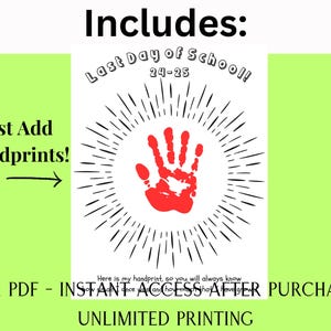 Last Day of School Handprint Craft Printable for Kids | Cute End of the ...