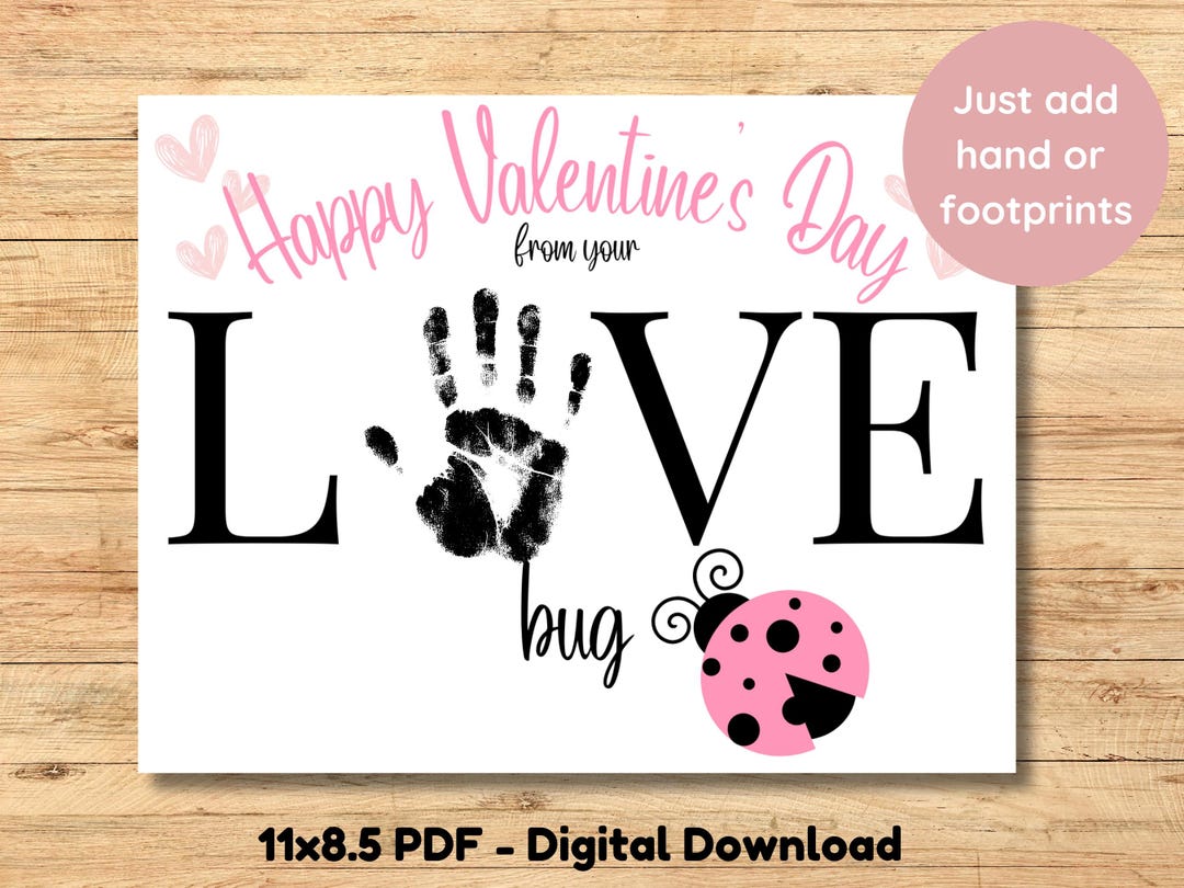 Valentine's Day Handprint Kids Craft Printable, Love Bug Parent Gift ...
