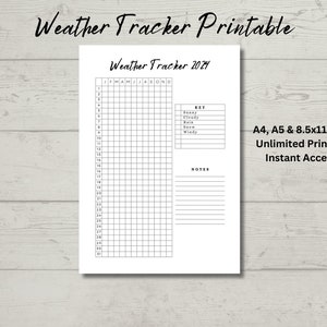 Weather Tracker Chart Printable Graph Great for Kids or Adults ...
