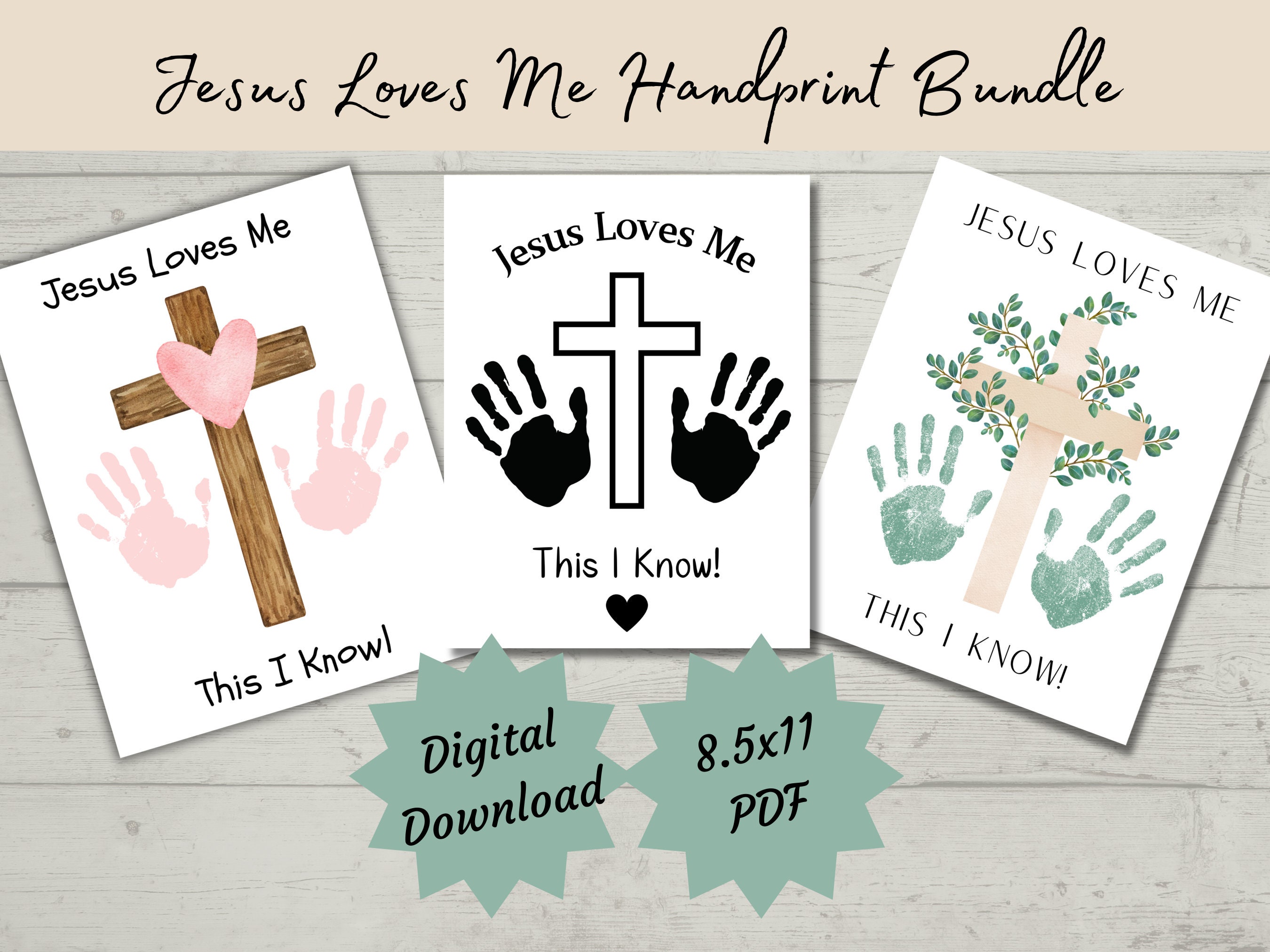 Church Craft Jesus Loves Me Kids Handprint Bundle for Daycare Nursery ...