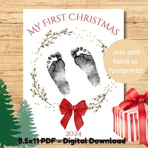 Baby First Christmas Handprint Holiday Craft Printable Activity for ...